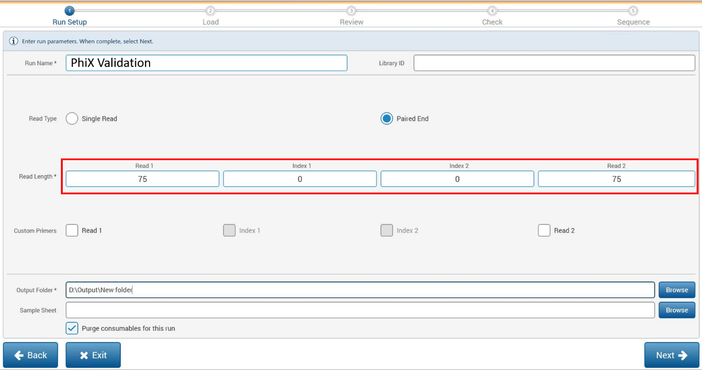 How to set up a PhiX validation run on the NextSeq 500/550 in manual mode